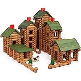 Amazon.com: Wondertoys 208 Pcs Wooden Log Set - Classic Building Logs ...