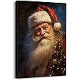 Amazon.com: Vintage Santa Claus Wall Art Winter Christmas Poster Picture Wall Decor Santa Claus ...