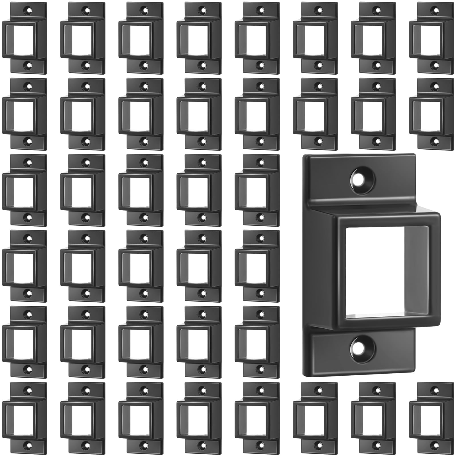 Zonon 1" x 1" Black Aluminum Fence Brackets Standard Wall Mount for ...