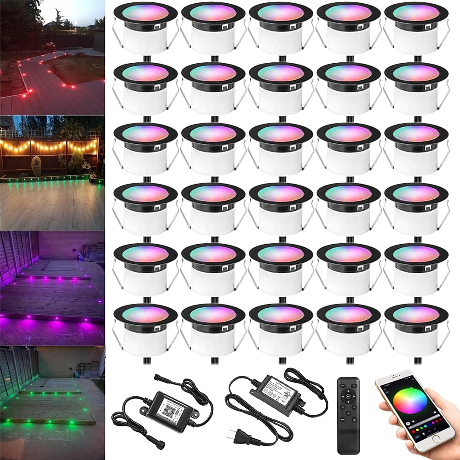 Deck Light RGBW 30 Pack, ?1.22 Inches RGB/Warm White Light WiFi Control ...