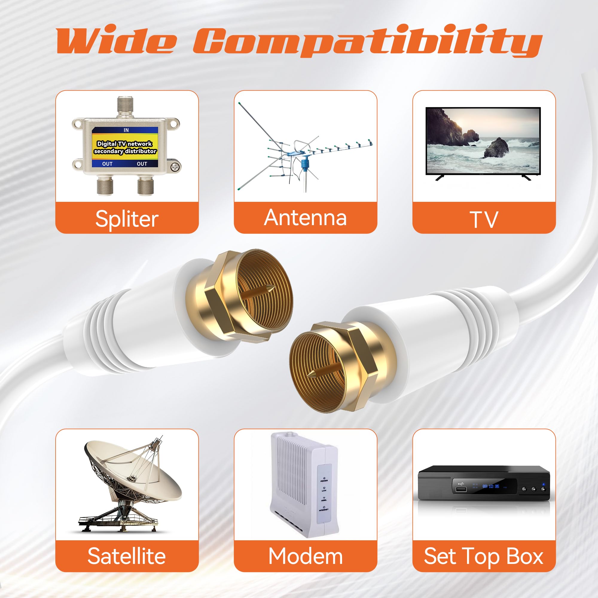 Mua 2 Pack RG6 Coaxial Cable 3FT, TV Coax Cable Cord Extender, Gold ...