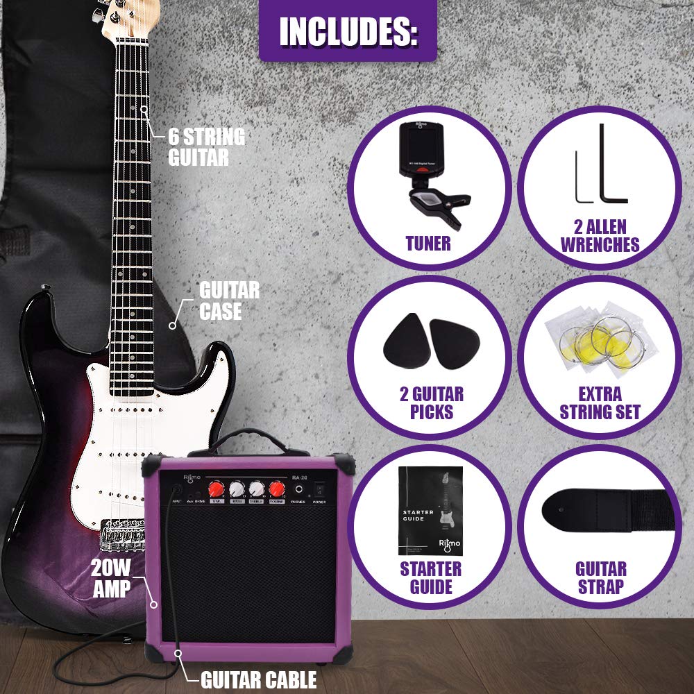 Complete 39 Inch Guitar and Amp Bundle Kit for Beginners-Starter Set ...