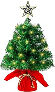 Amazon.com : Sunnyglade 22Inch Tabletop Christmas Tree Mini Artificial Christmas Tree with 35 ...