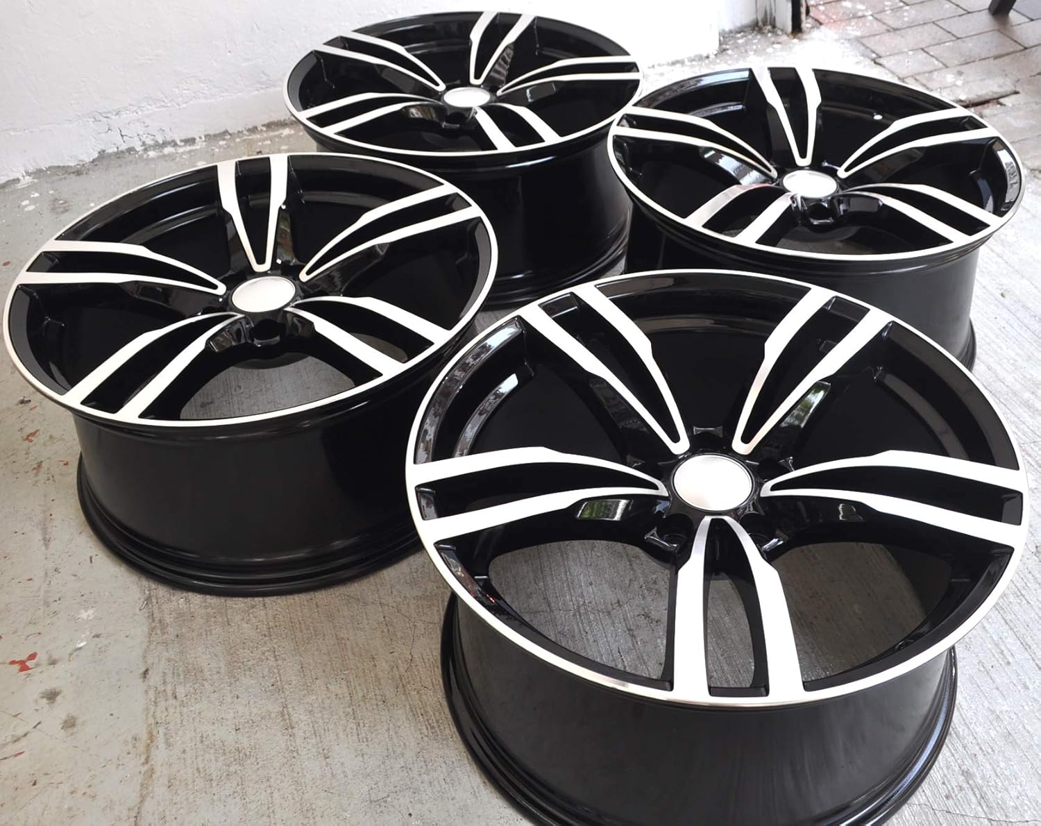 Amazon.com: 18" Inch Staggered Black Wheels Rims (Full Set of 4) fit ...