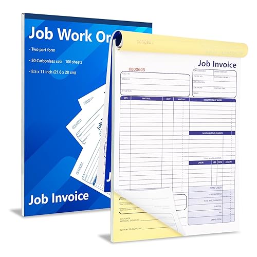 100 Set Job Work Order Forms Job Invoice Forms Invoice Receipt Book ...