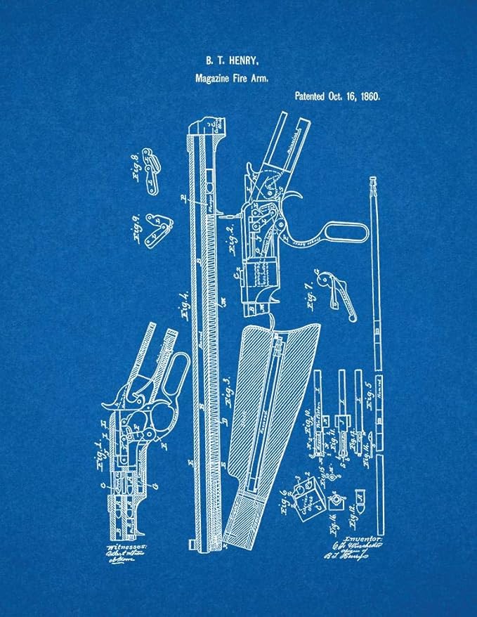 Amazon.com: Henry Rifle Patent Print Blueprint (8" x 10") M12805 ...