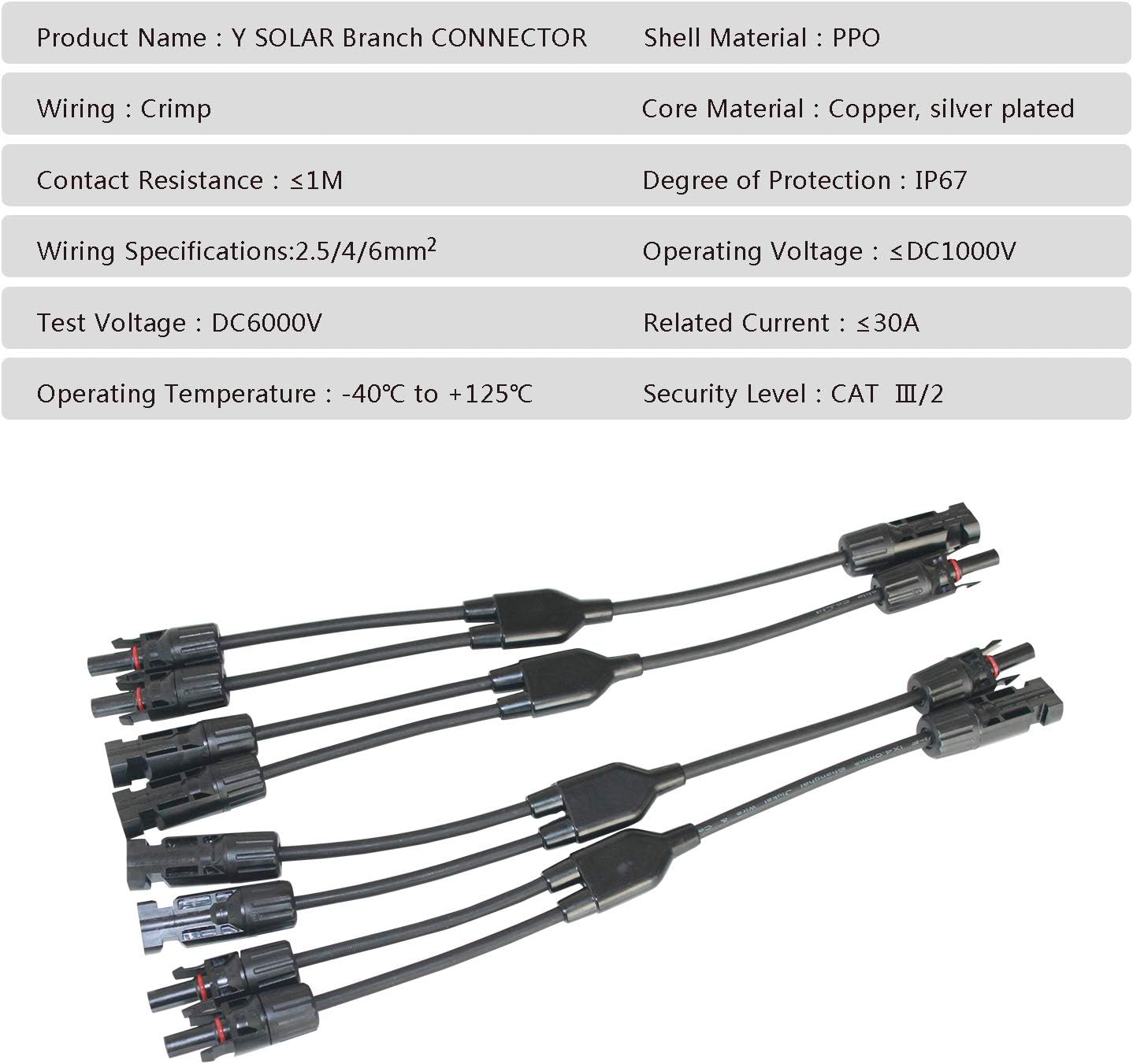 DSOLA MC4 Connector Solar Panel Extension Adaptor Cable Y Branch 1 to 3 ...