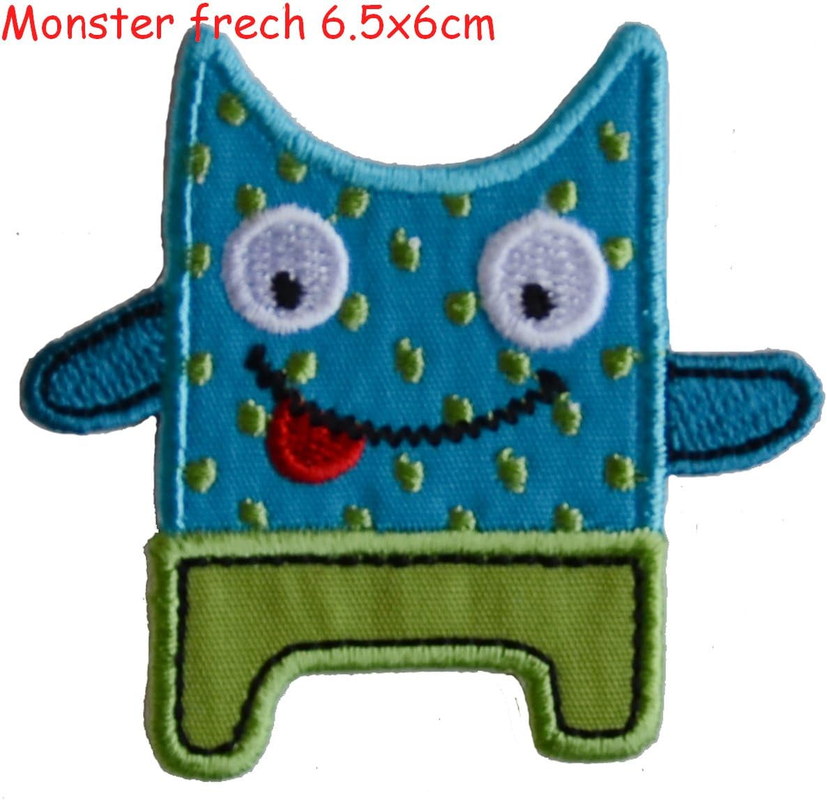 Amazon.com: 2 Iron on Patches Smiley Monster 6.5x6 and Shield 6.5x8.5 ...