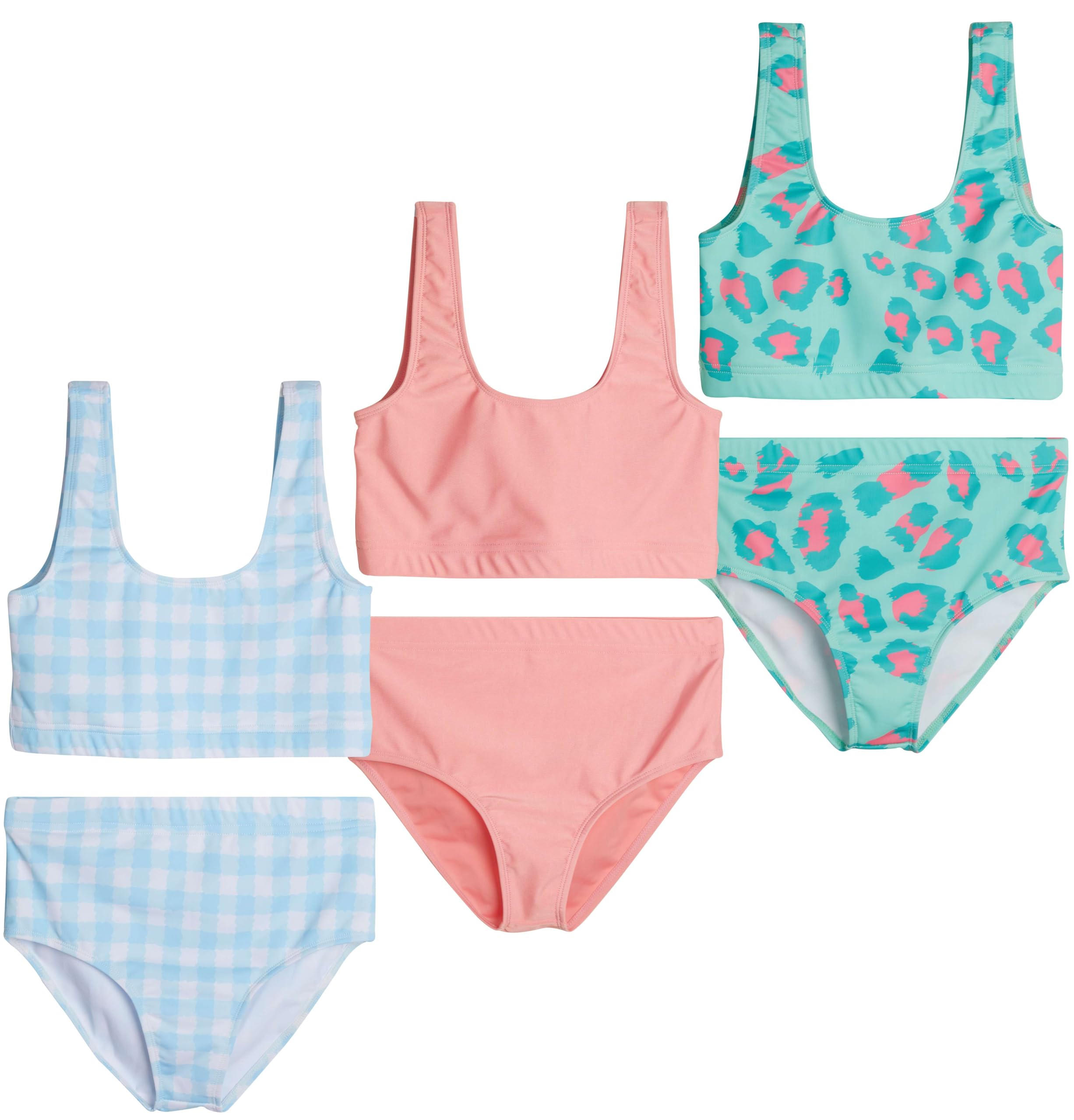 Real Essentials 3 Pack: Girls Two Piece Swimsuit Bathing Swim Suit Girl ...
