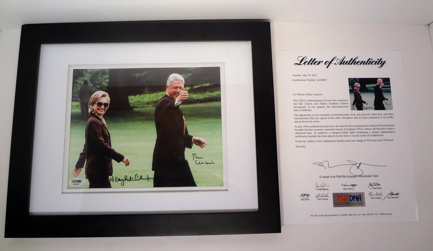 President Bill Clinton & Hillary Clinton Dual Signed Autograph 8x10 ...
