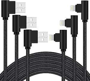 Amazon.com: iPhone Charger 3ft MFi Certified 3 Pack 90 Degree Nylon ...