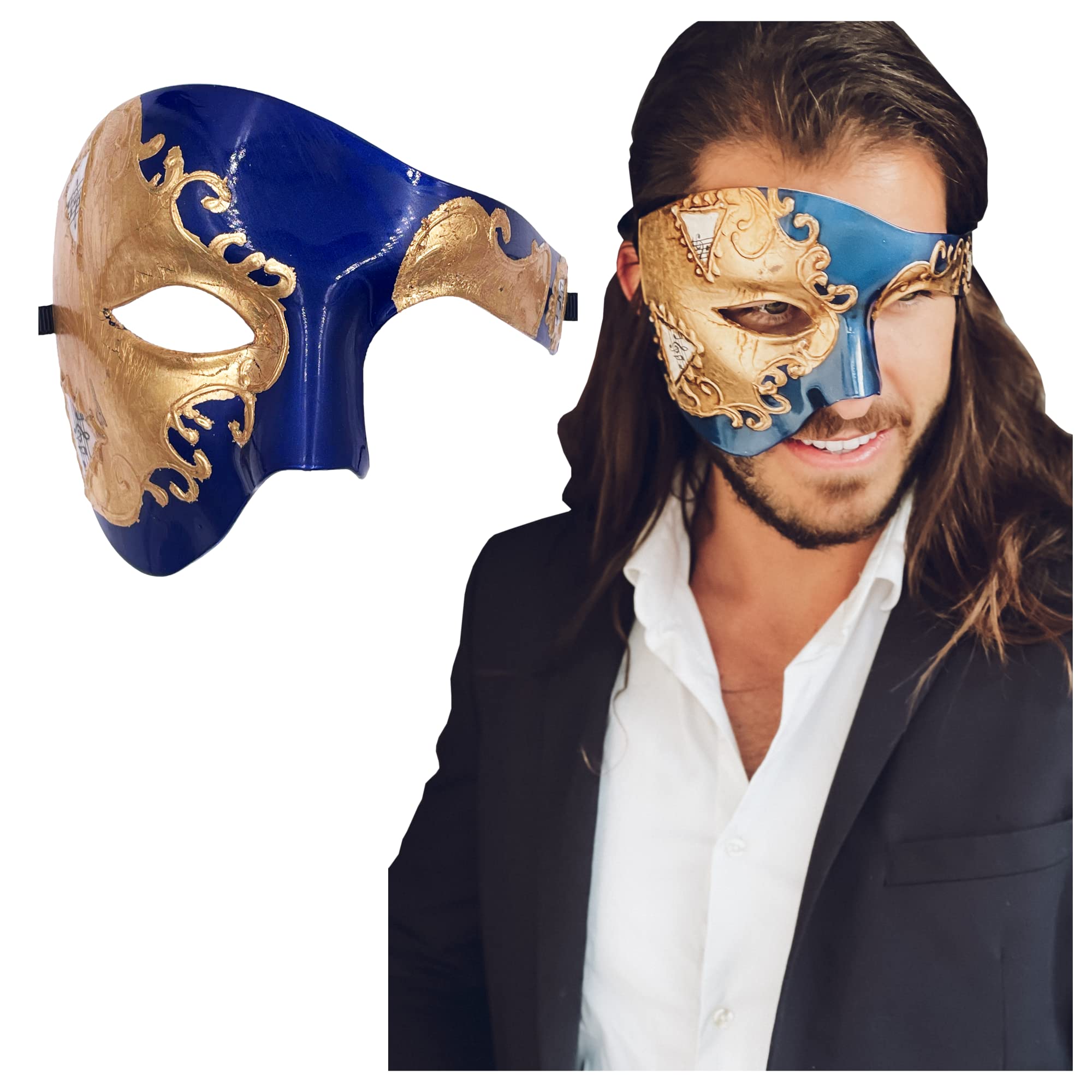 Half Face Masquerade Mask For Men Phantom Of The Opera Mask For ...