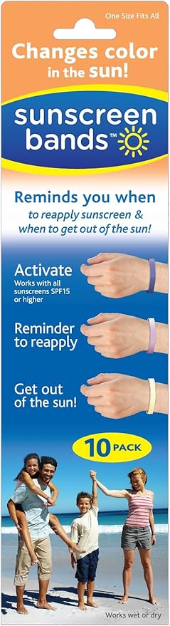 Sunscreen Bands UV Color Changing Wristbands - Pack of 10: Amazon.co.uk ...