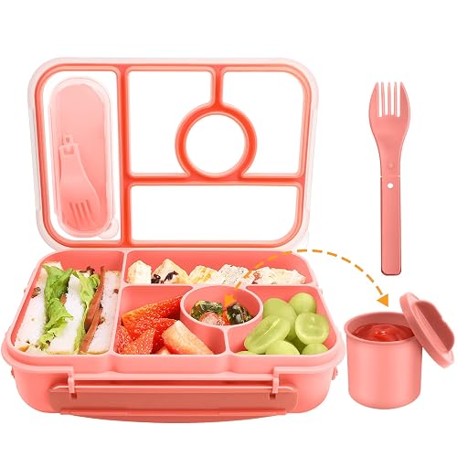 Kids & Adult Bento Lunch Box, 5 Compartment Leakproof Lunch Containers ...