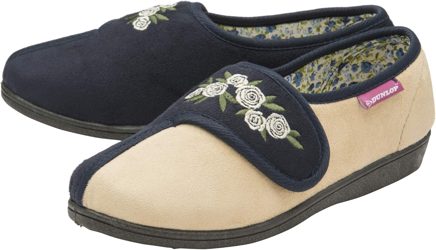 Dunlop Ladies Womens Slippers Slip On Hook & Loop Fastening Washable ...