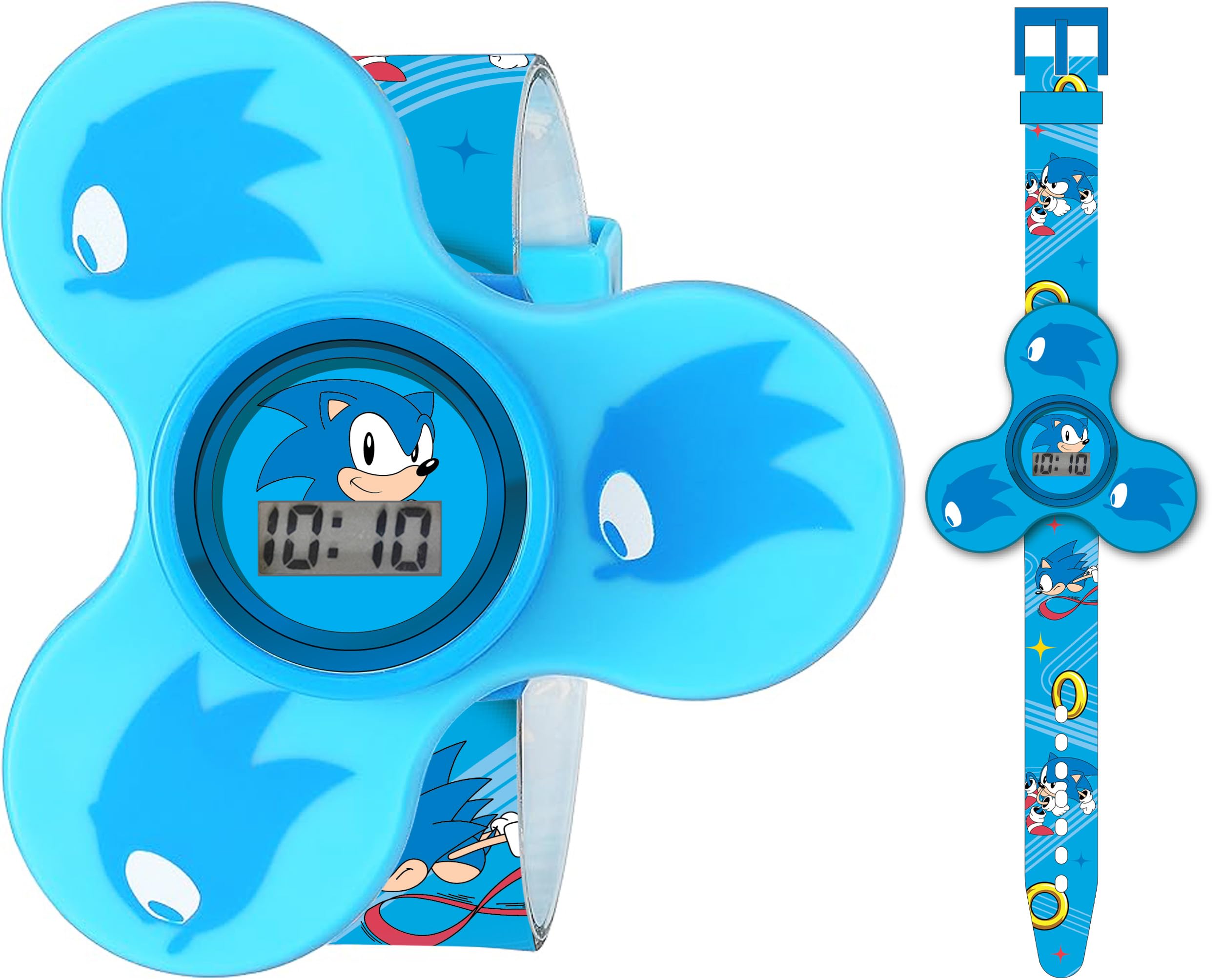 Sonic The Hedgehog Kids Fidget Spinner LCD Watch – Fun Spinning Design ...