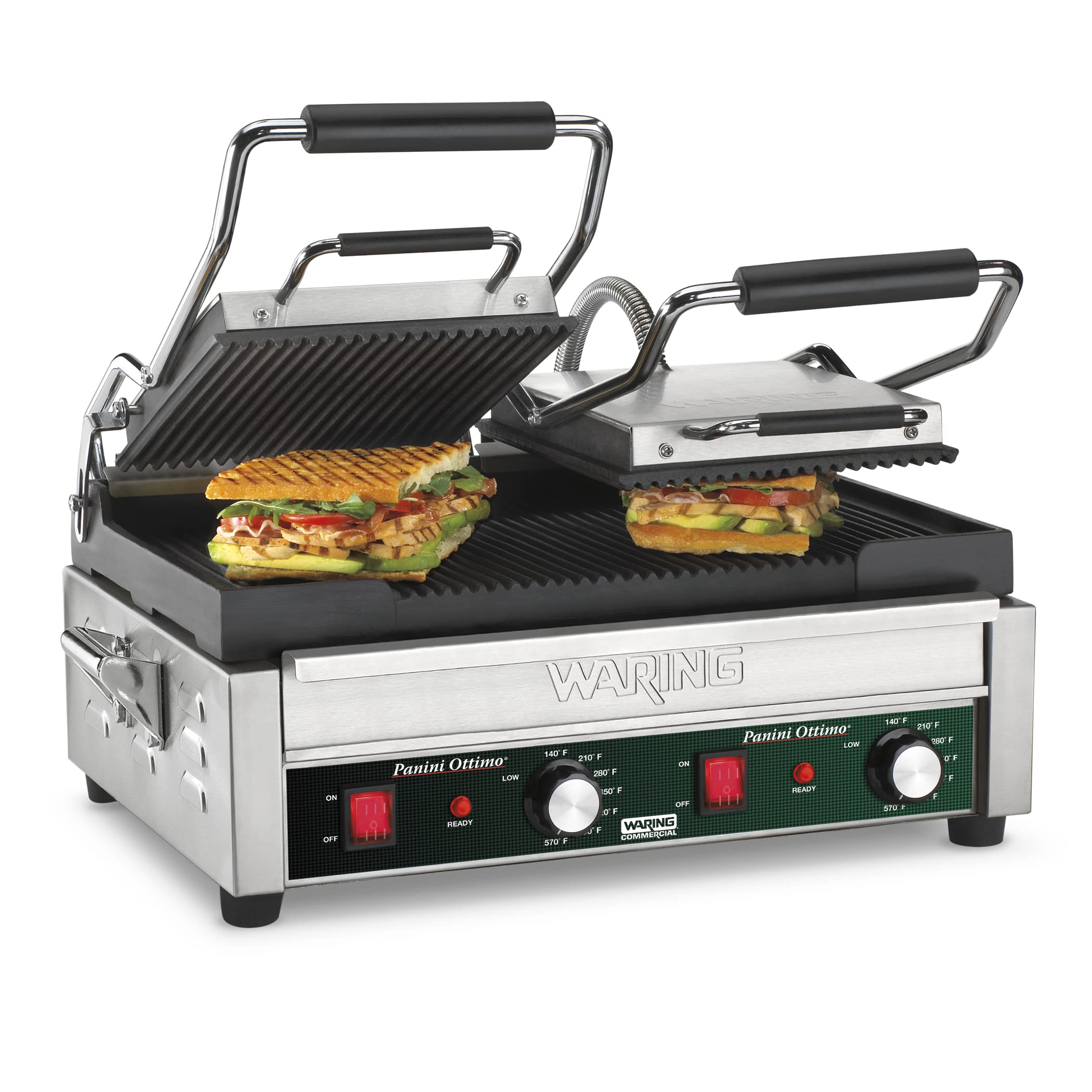 Waring Commercial WPG300 Panini Otimo Dual Ribbed Panini Grill, 240V ...