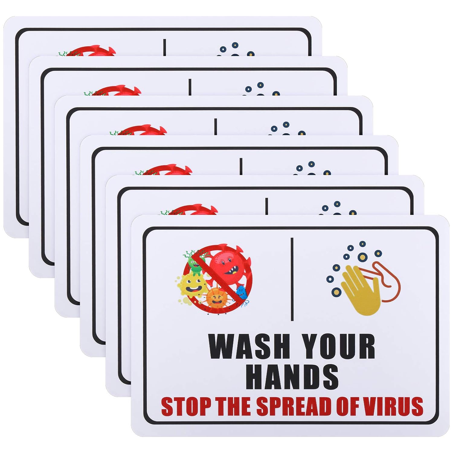 5 Pieces Wash Your Hands Sign Hand Washing Stickers 7 x 10 Inches Self ...