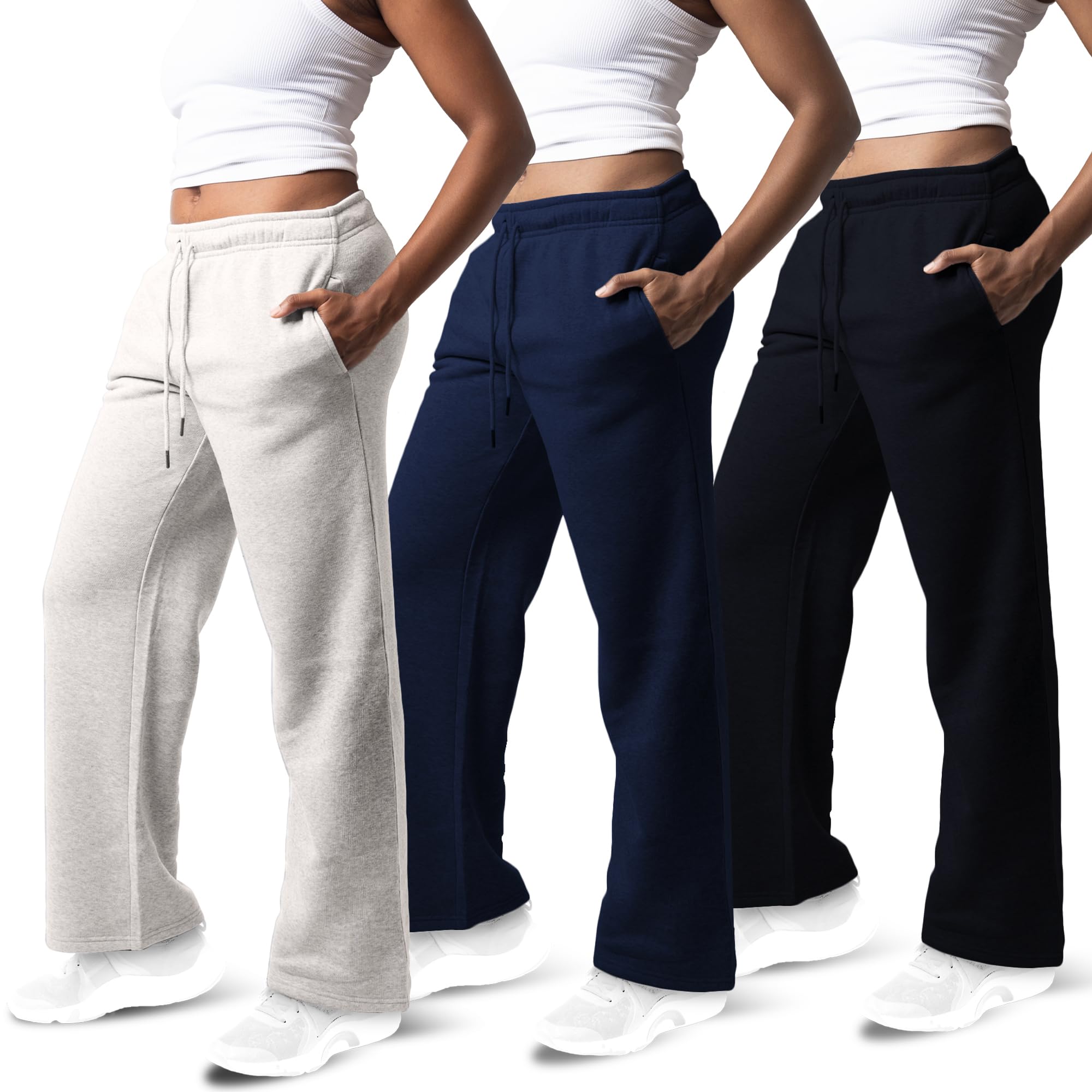 Common Stitch 3 Pack Sweatpants Women, Wide Leg Womens Sweatpants ...