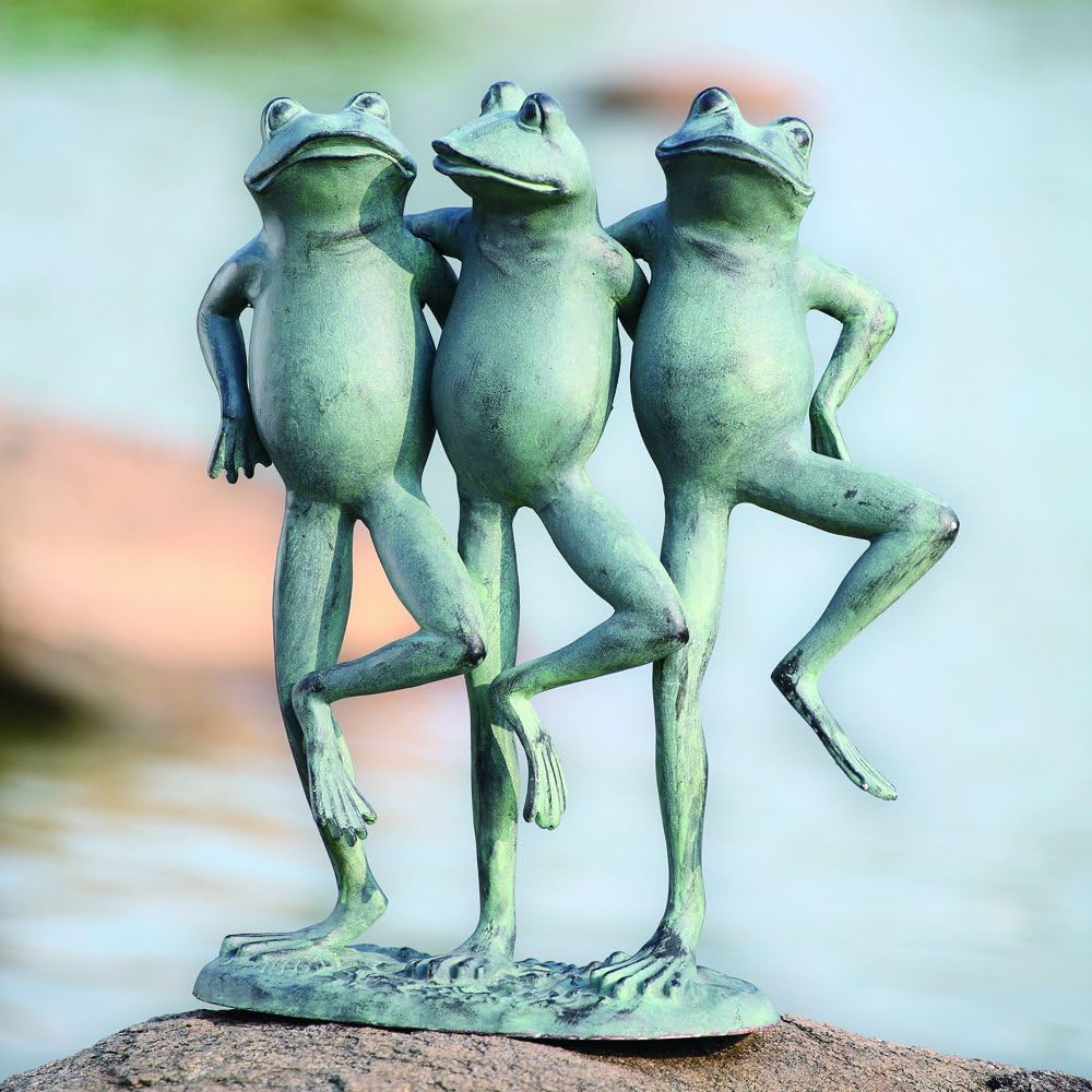 Amazon.com : SPI Aluminum Dancing Frog Trio Statue : Outdoor Statues ...