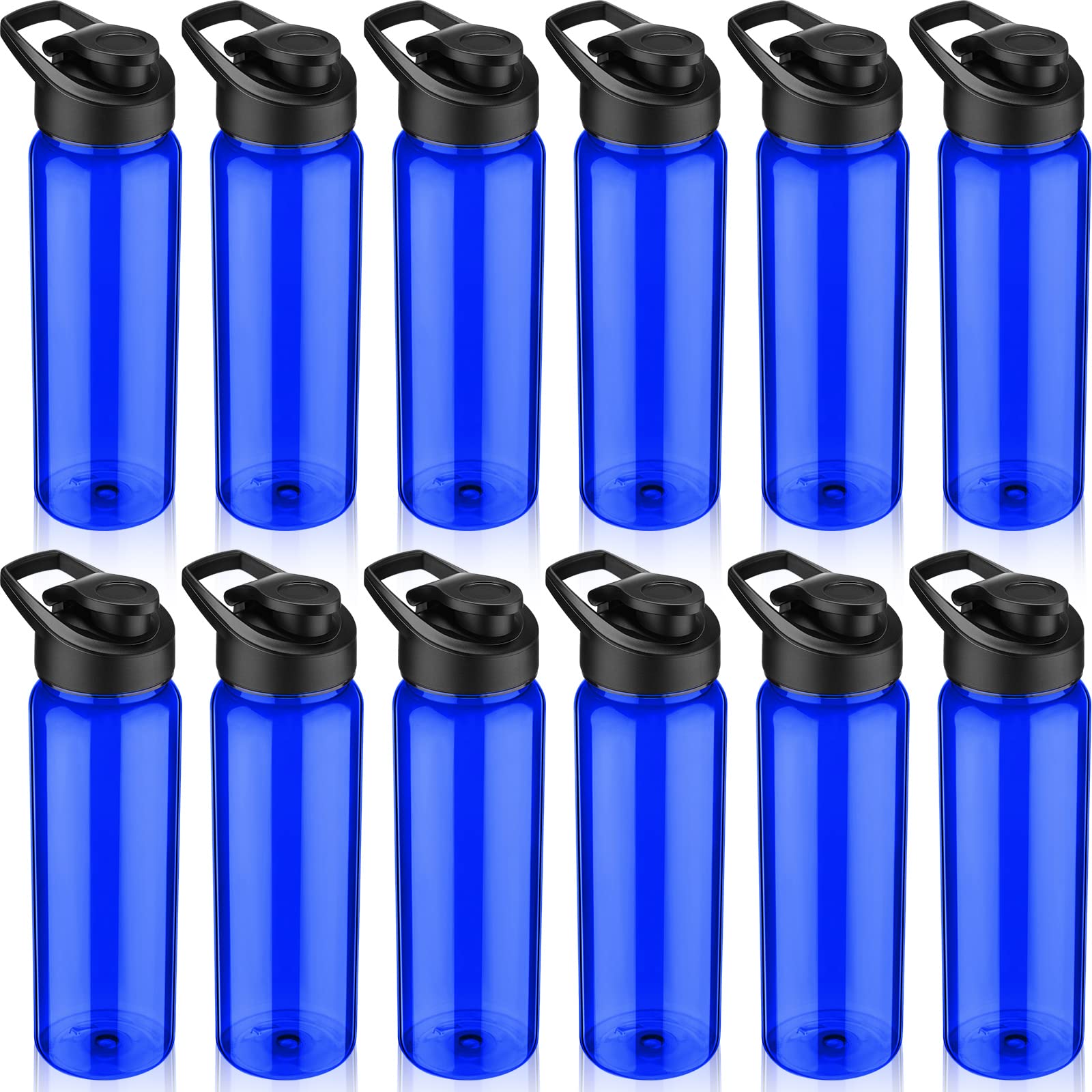 Mimorou 12 Pack Plastic Water Bottles 24 oz Blue Clear Water Bottles ...