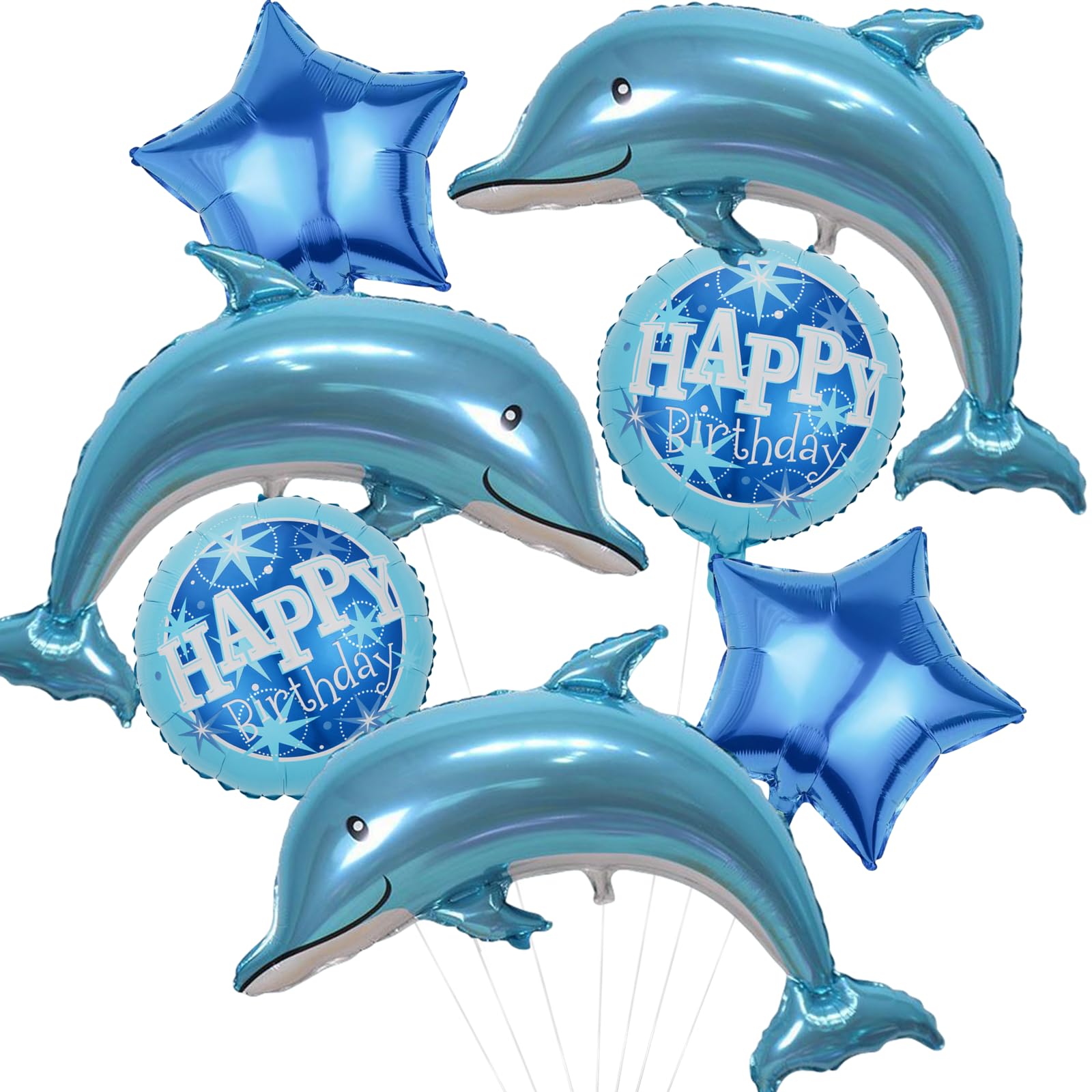 AODESAI 7Pcs Giant 46 Inch Dolphin Balloons Party Decorations Ocean ...
