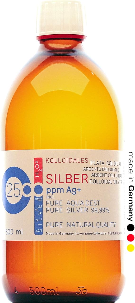 500ml Argento colloidale - Bottiglia (500 ML/25 ppm) - 99,99% puro ...