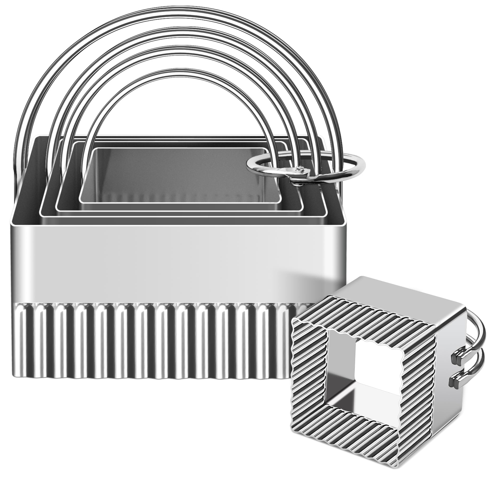 ALLTOP 5 Pieces Biscuit Cutters with Handle, Stainless Steel Square ...