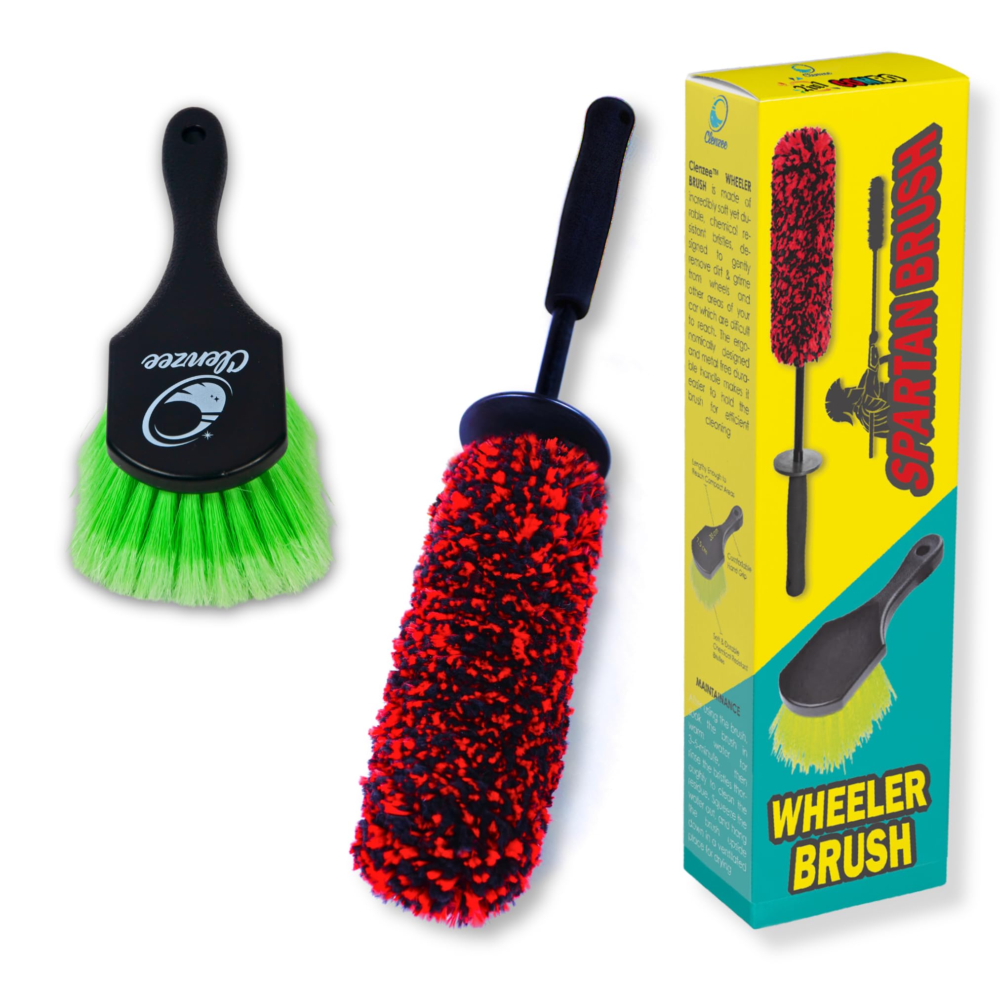 Clenzee Premium Microfiber Wheel Brush and Nylon Bristles Tire Brush ...
