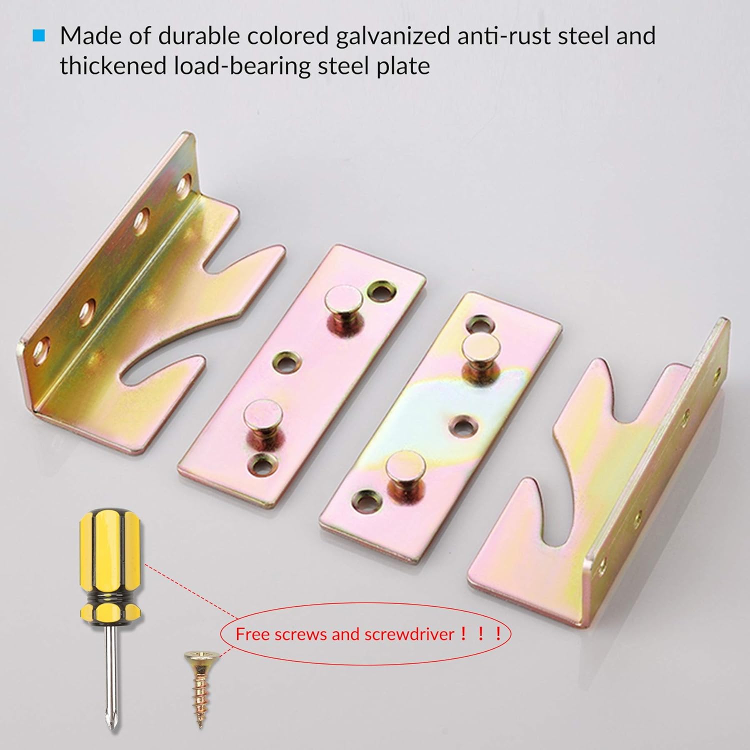 4 Sets Heavy Duty Bed Brackets Bed Rail Brackets Bed Hinges Bed Corner ...