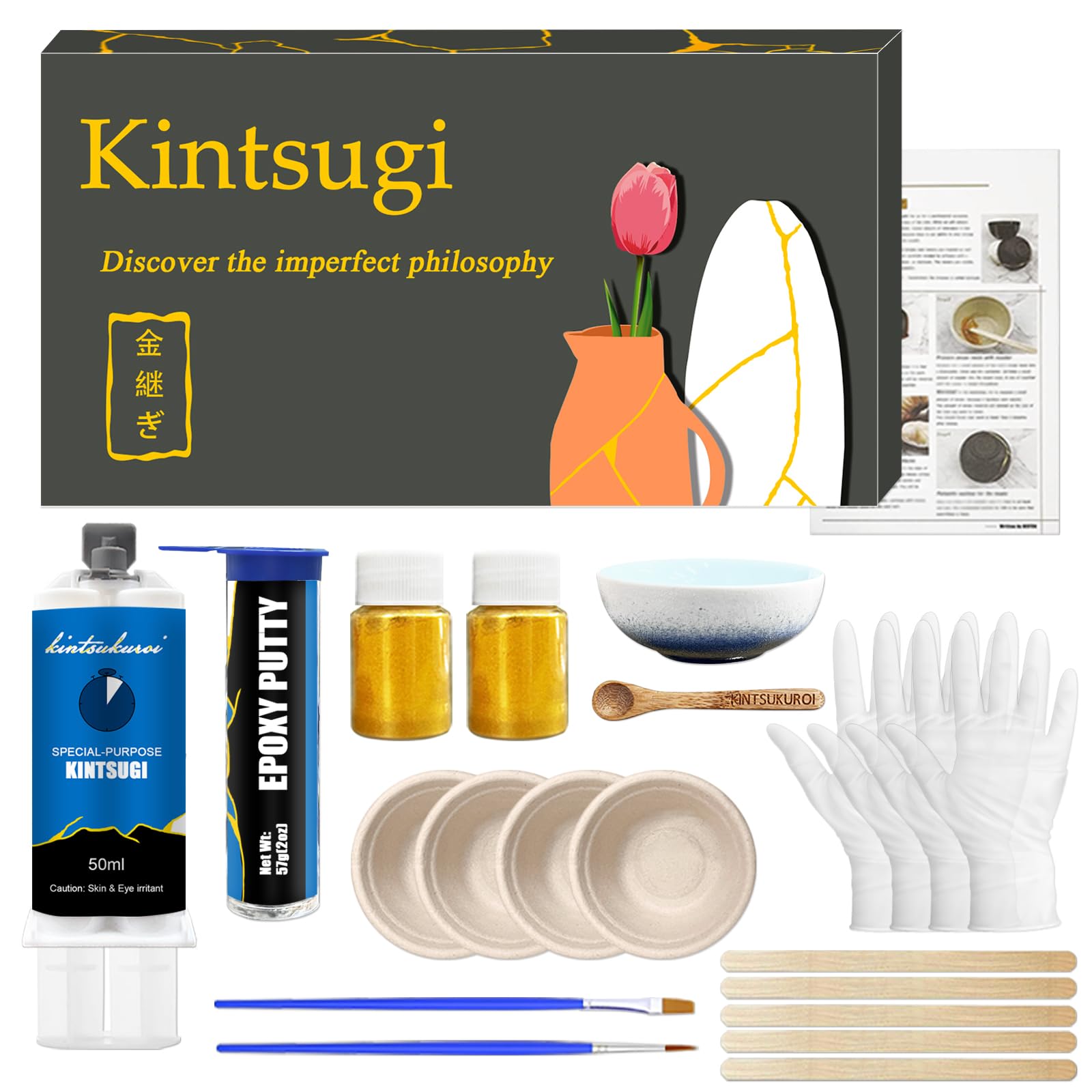 Mua Kintsugi Repair Kit Gold, Japanese Gold Repair Kit with Practice Cup, Gold Glue for Ceramics ...