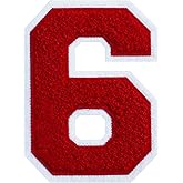 Amazon.com: 4-1/2" Iron on Number Patches Red Chenille Number Patch Letterman Jacket Patches ...