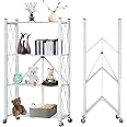 Amazon.com: Yuanjimi 4 Tier Foldable Storage Shelf with Wheels, Heavy ...