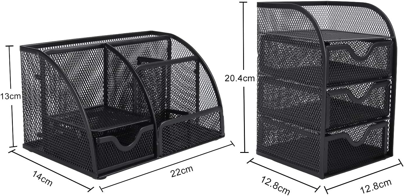EasyPAG Office Mesh Desk Tidy 2 Piece Organiser Set – Versatile Desktop ...