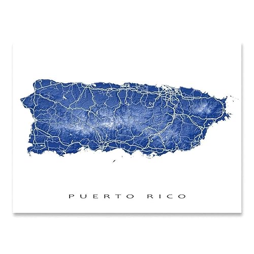 Amazon.com: Puerto Rico Map Wall Art Print 8x10, Puerto Rico Poster ...