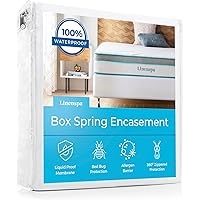 LINENSPA Waterproof Bed Bug Proof Box Spring Encasement Protector ...