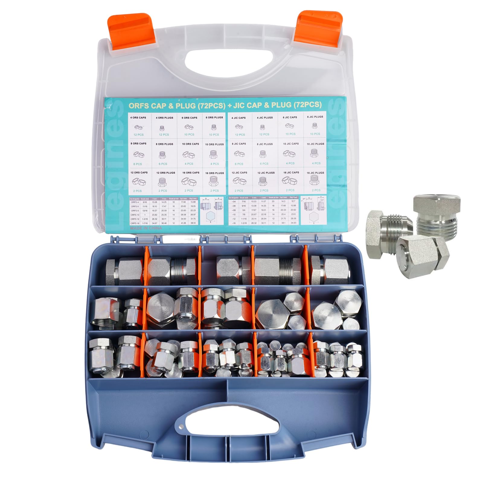 JIC and ORFS 144 pcs Industrial Hydraulic Hose Tube and Pipe Fitting ...