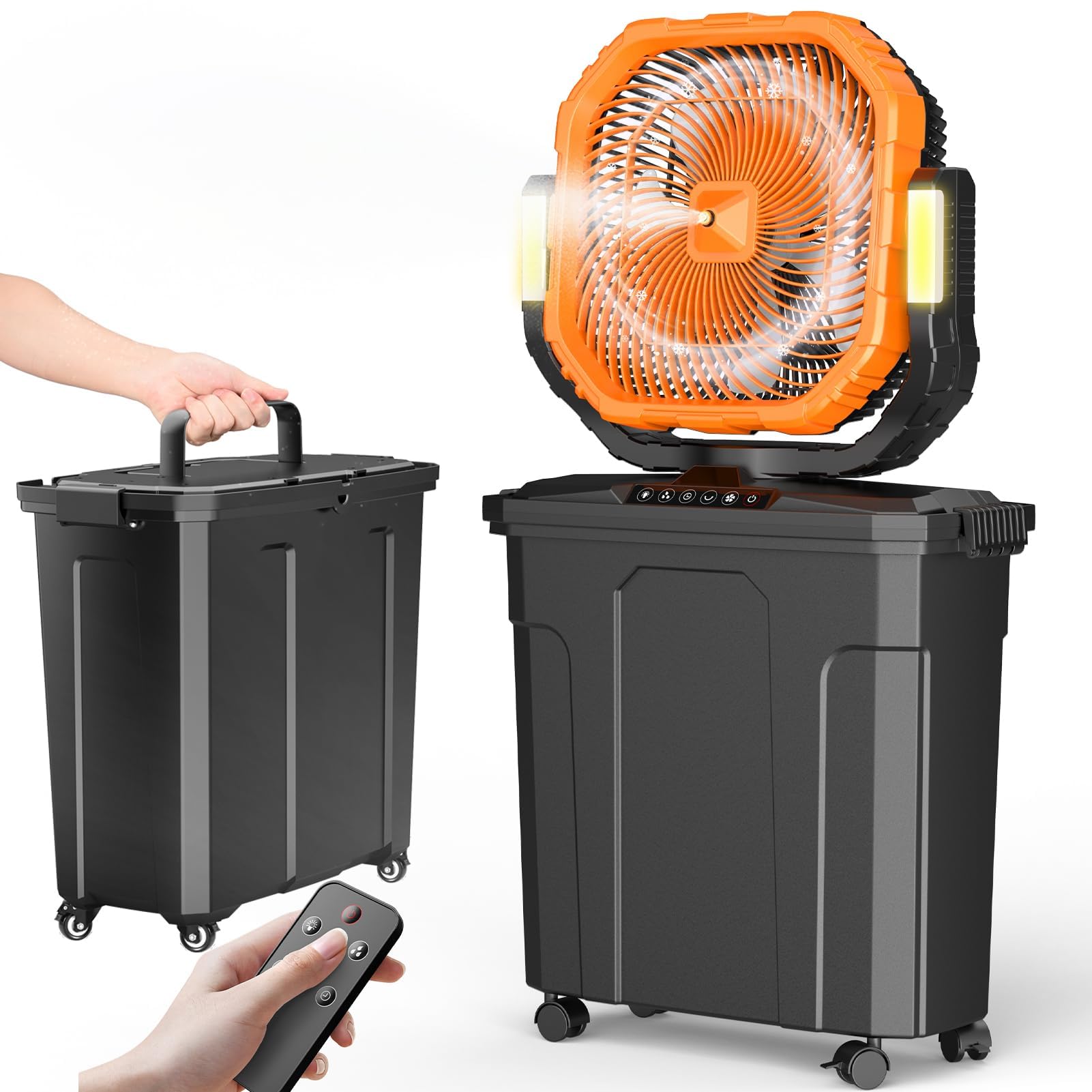 Ausic 20L 12Inch Portable Misting Bucket Fan, 30000mAh Oscillating ...