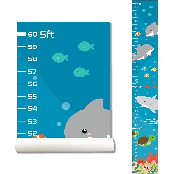 Growth Chart For Kids Ocean Theme Kids Growth Chart | 6-Foot Canvas ...