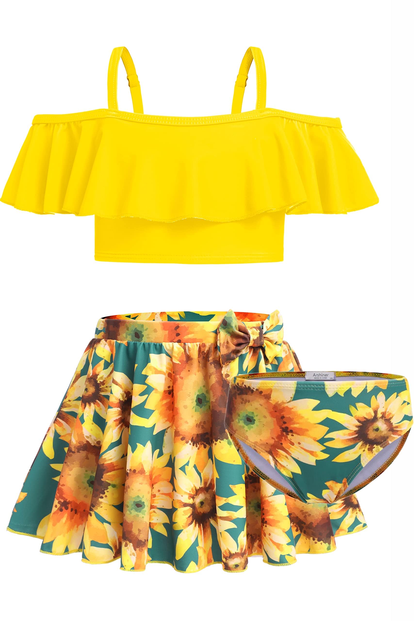 Mua 3 Piece Tween Girls Swimsuit Ruffle Sleeve Athletic Tankini Sport ...