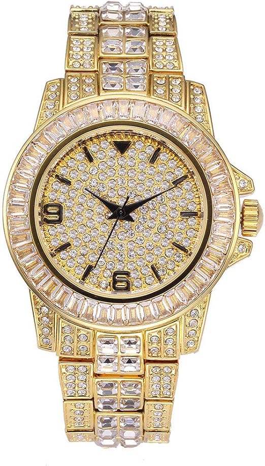 Hip Hop Watches for Men/Women Iced Out Diamonds Bling Bling Wrist Watch ...