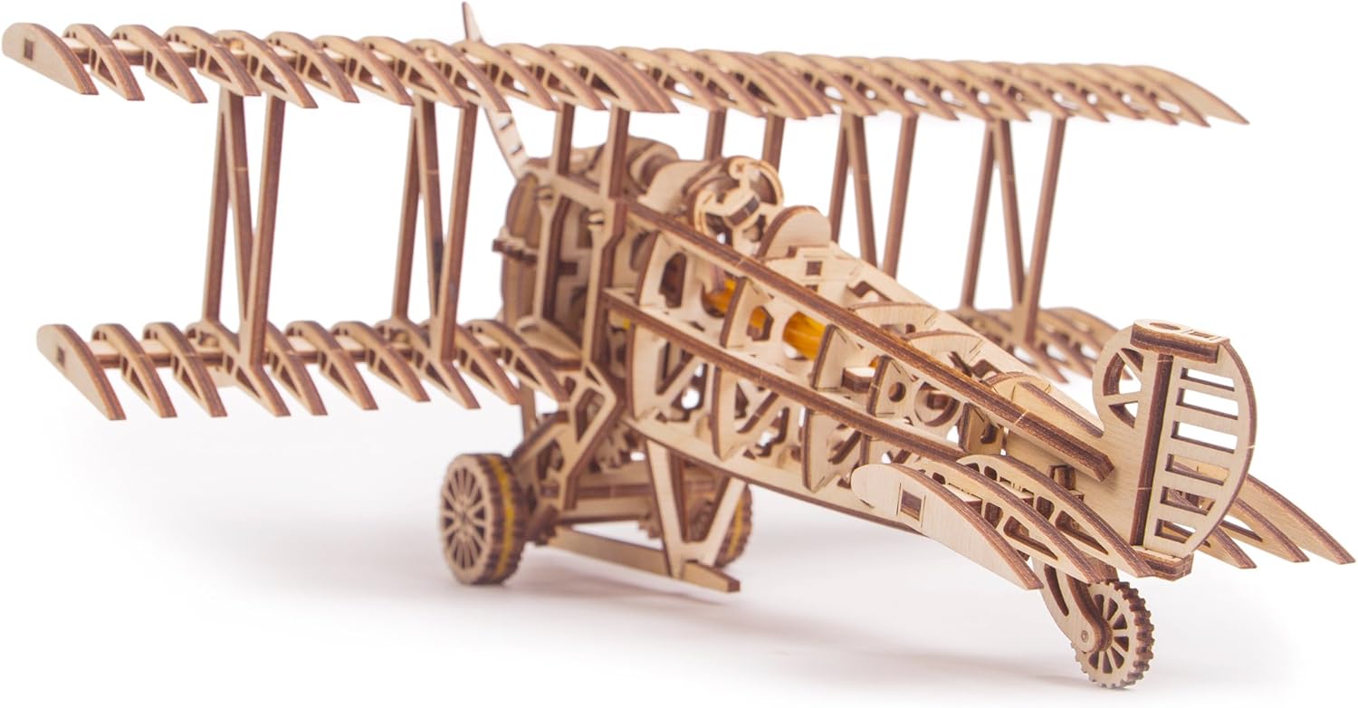 Wood Trick Bi-Plane Toy Kit, Wooden Toy Plane – Mechanical Model Plane ...