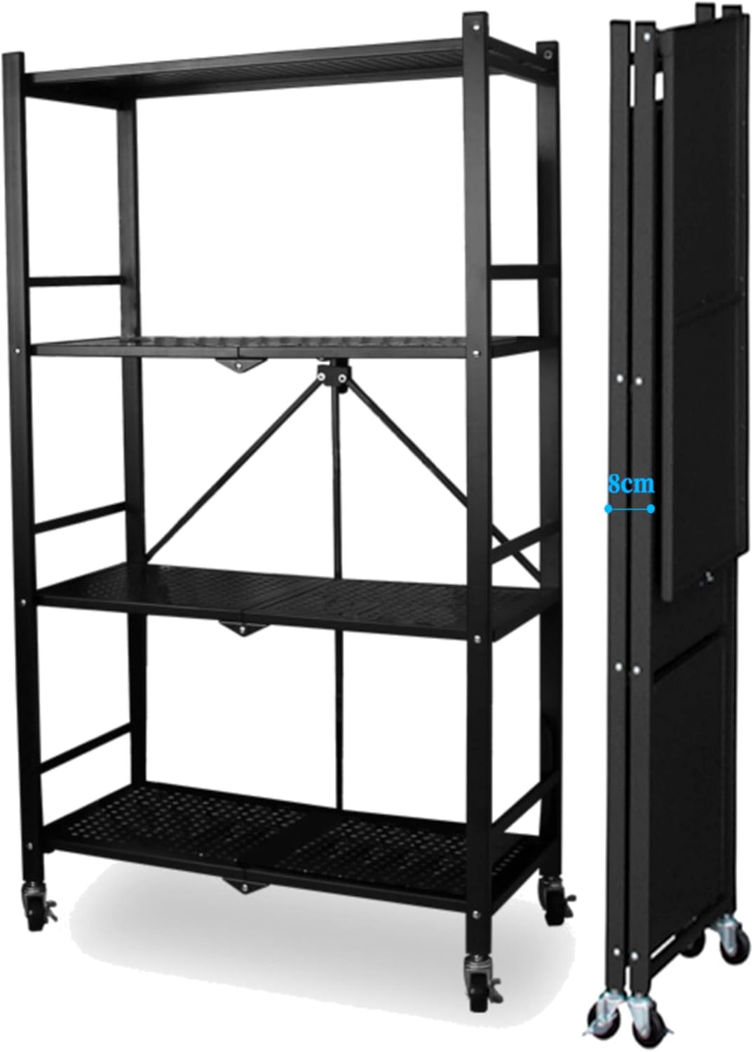 Benefast Estantería plegable con 4 baldas, 72 x 42 x 110 cm, estantería ...