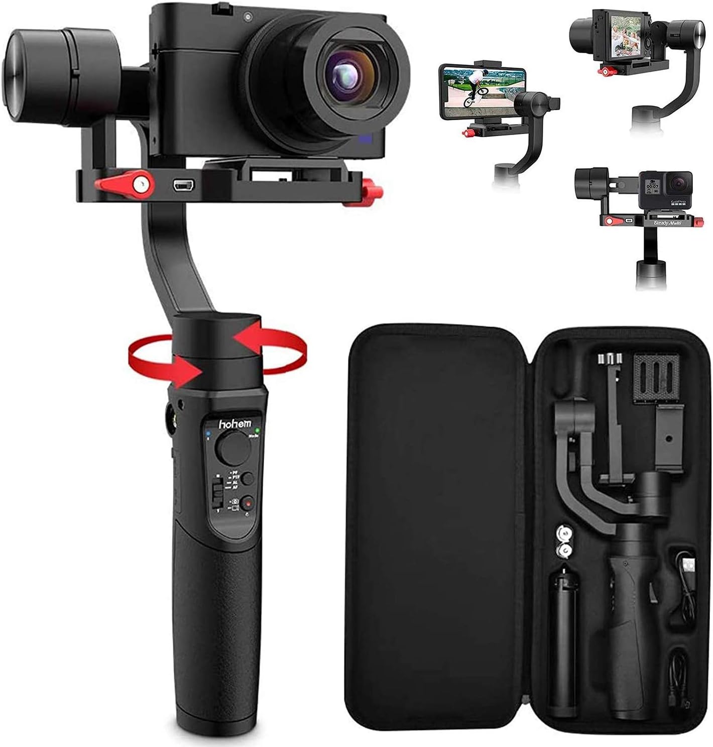 All in 1 3-Axis Gimbal Stabilizer for Compact Camera Action Camera and ...