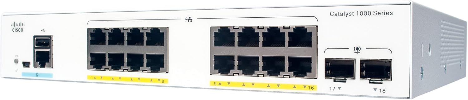 Amazon.com: Cisco Catalyst 1000-16T-2G-L Network Switch, 16 Gigabit ...