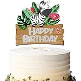 Amazon.com: Glitter Baby Zebra Happy Birthday Cake Topper, Zebra ...