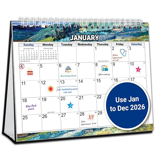 CRANBURY Small Standing Desk Calendar 2026, 8x6" Flip Stand Up Calendar ...