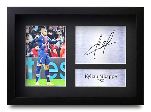 HWC Trading FR Kylian Mbappe Gift Signed FRAMED A4 Printed Autograph ...
