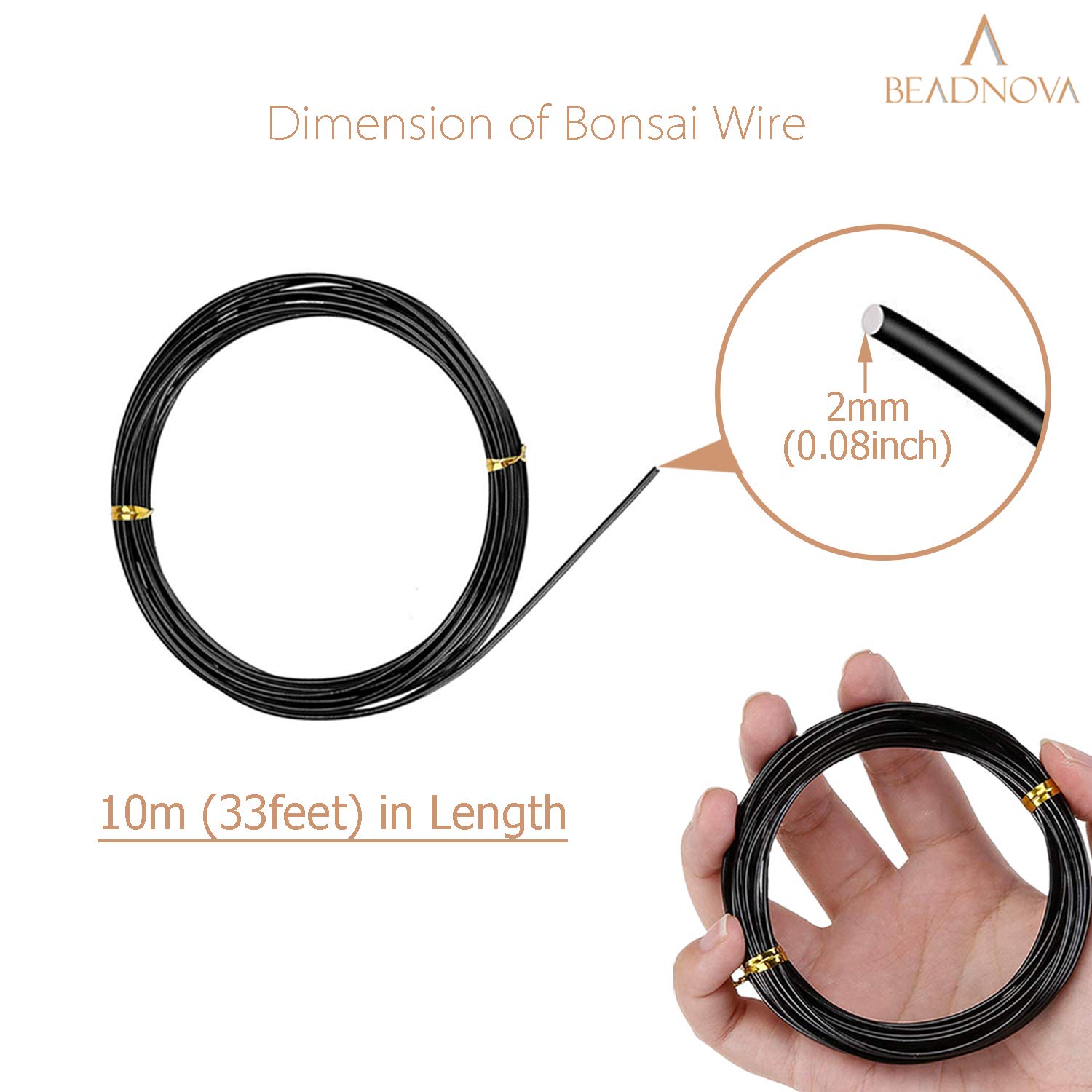 BEADNOVA Plant Training Wire 98 Feet Black Bonsai Tree Wire Aluminium ...