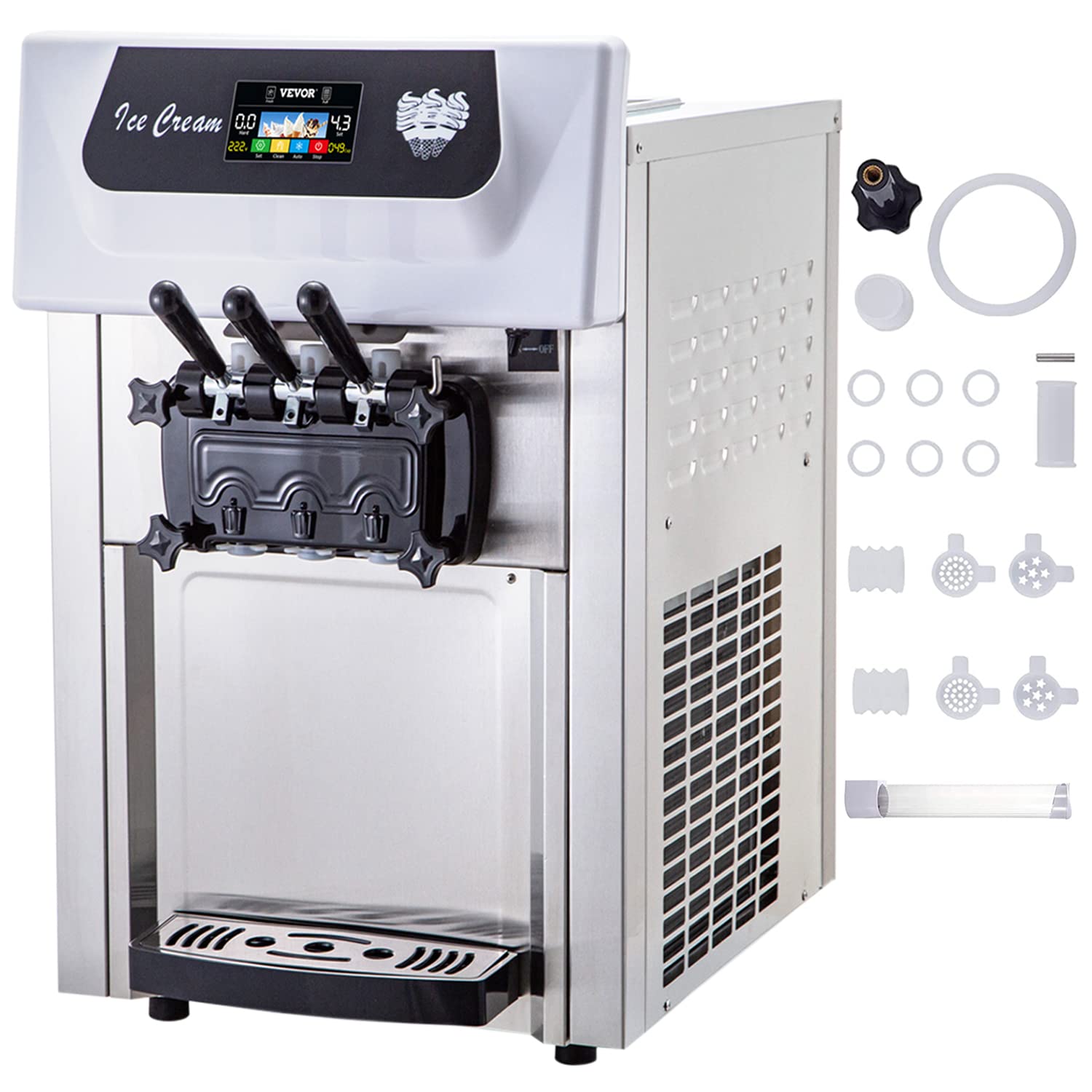 VEVOR Commercial Soft Ice Cream Machine, 3 Flavors Ice Cream Machine w ...